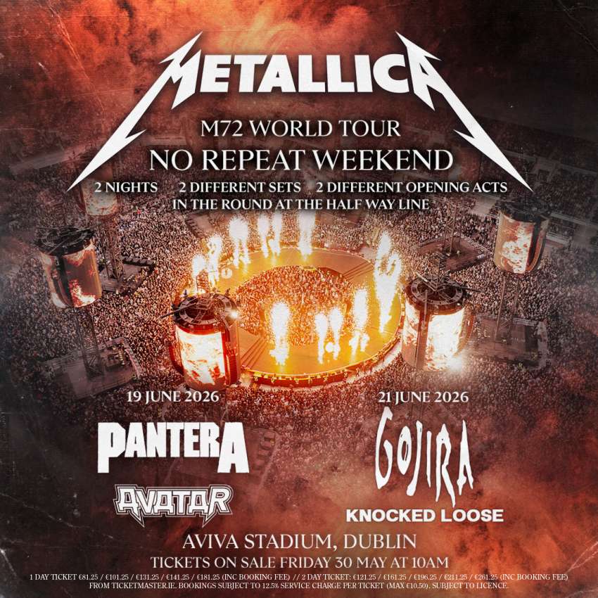 METALLICA ANNOUNCE TWO NIGHTS AT AVIVA STADIUM JUNE 2026 – TICKETS ON ...